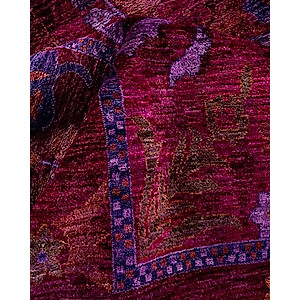 Solo Rugs Fine Vibrance, One-of-a-Kind Hand-Knotted Area Rug - Red, 9' 1" x 12' 0"