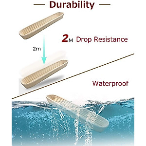 17 Inch Long Baguette Banneton Bread Proofing Basket and Linen Liner Set Premium Sourdough French Proofing Basket with Dough Whisk, Bread Lame and Blades Natural Rattan Bread Fermentation Bowls