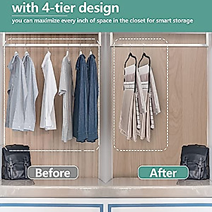 Velvet Pants Hanger Space Saving Non-Slip Pants Rack Hanger, Skirt Hangers Multiple Layers 360° Swivel Hook Velvet Clothes Hanger Closet Organizer for Jeans, Scarf and Tie, 4-Pack, Black
