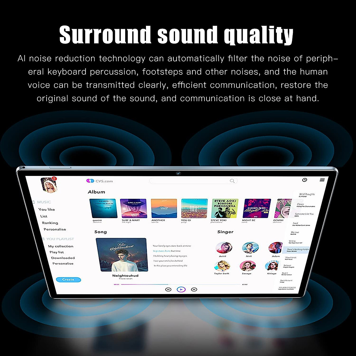 10.1 inch P10 Tablet, 4+32G Full Screen Tablets with Dual SIM Card Slots, Android 8, 1280x800 HD, WiFi, Bluetooth, GPS, 2MP/5MP Camera (Black)