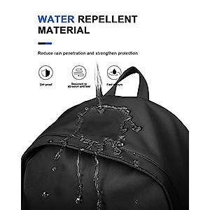 Black Backpack for Teens Girls Boys, Cute Backpack for Middle High School College Bookbag Small Travel Backpack Waterproof Lightweight Backpacks Casual Daypack for Women Men Fits 15.6 Inch Laptop