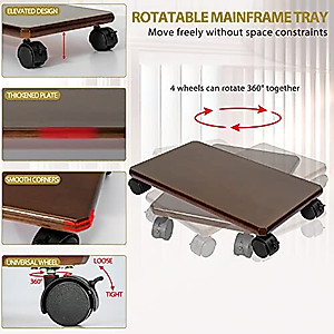 TORIBIO Real Wood Computer Tower Stand Mobile Rolling PC CPU Floor Stand Under Home Office Desk