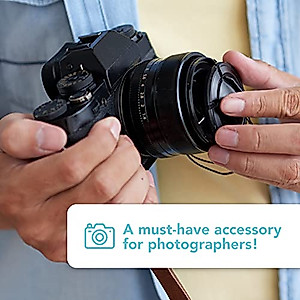 Foto&Tech Camera Lens Cap Keeper Holder with Elastic String Anti-Loss. Compatible with Canon, Nikon, Sony, Panasonic, Fujifilm, Pentax, Sigma DSLR SLR Evil Mirrorless Cameras Video Cameras (3 Pack)