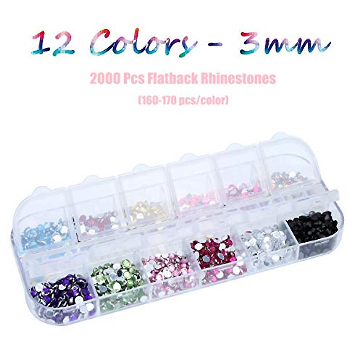 Amaoz Rhinestone Jewel Pickup Tool,Dual-ended Picker Dotting Pen Crystal Studs Wax Pen, Flat Back Gems Round Rhinestones for Nails Decoration Crafts Eye Makeup Clothes Shoes︱Mix SS4 6 10 12 16︱3500PCS