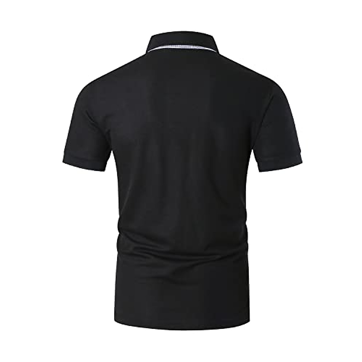 GHYUGR Men's Polo Shirts Short Sleeve Slim Fit Polo Casual Plaid Splice T-Shirts,Black 4,M