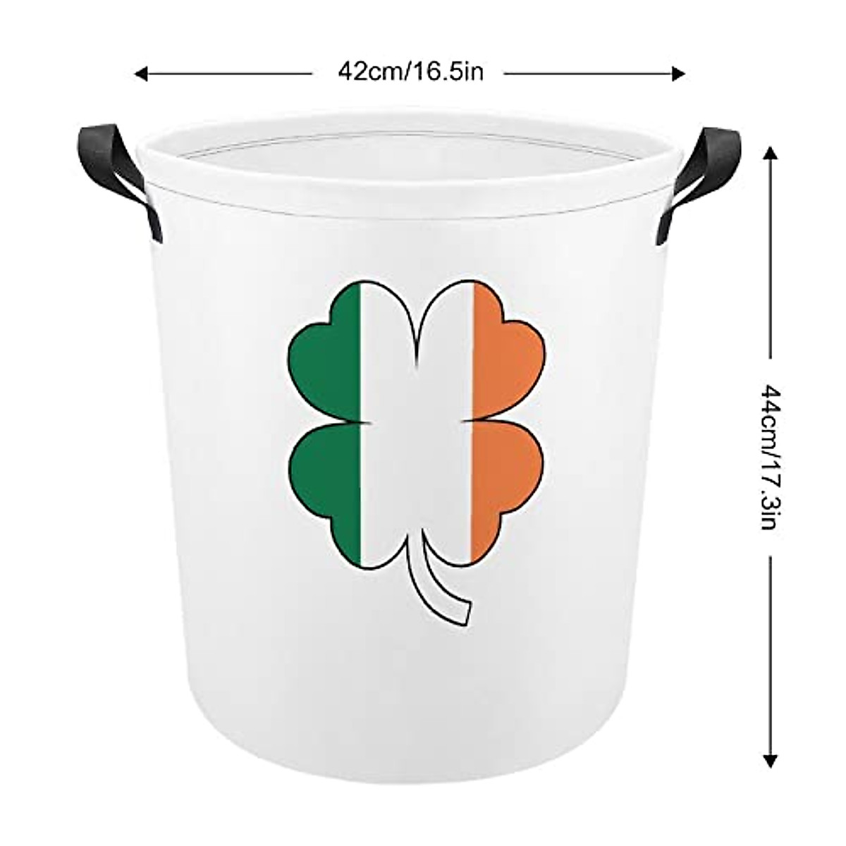 Patrick's Day Clover Leaf Large Laundry Basket Hamper Bag Washing with Handles for College Dorm Portable