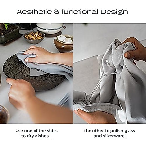 KOHDA LIVING Premium Silver Infused Kitchen Towels - 100% Organic Cotton Dish Towels - Odor Controlled Tea Towels (Pack of 4) Absorbent Kitchen Hand Towels Gray