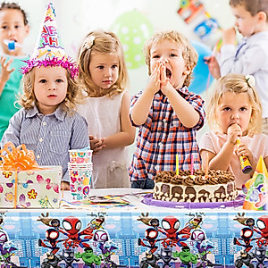 CORODER 3PCS Spidey Party Tablecloth Birthday Party Table Cover Party Supplies for Boys Girls Birthday Decorations