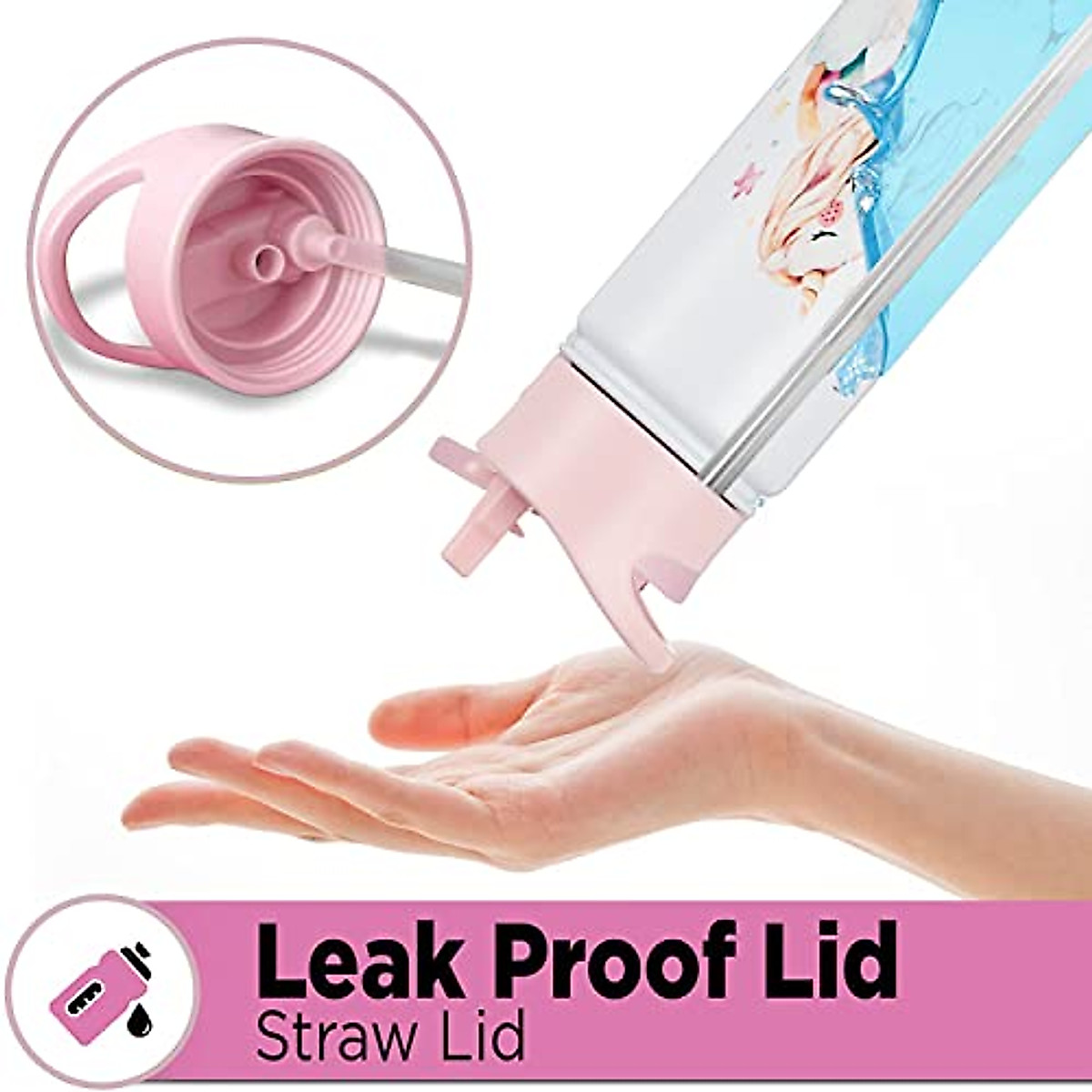 Unicorn Water Bottle, 18 OZ, Leak Proof, 36 Hours Cold, Dishwasher safe, Removable Handle, Wide Mouth Double Wall Vacuum Insulated Stainless Steel Water Bottle For School, Straw, Bottle For Girls