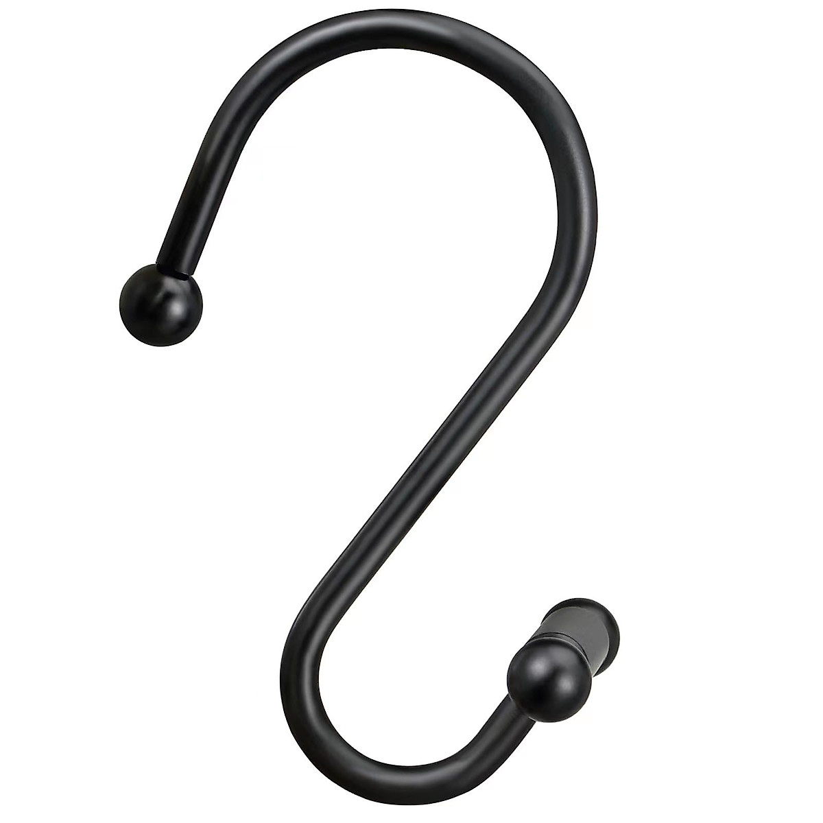 EleCharm Bathroom Decorative Shower Curtain Hook Upgrade T Shape Anti-Slip Shower Curtain Ring Rustproof Multi-use Hangers (Black)