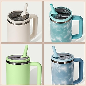 ANTAND 2 Pack 40 oz Tumbler Flip Straw Lid Replacement Fit for Stanley Quencher, Leak Proof for Stanley Lid Replacement Spill Proof Reusable Tumbler Cover Compatible with 40oz Stanley Cup Accessories