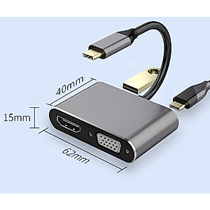 BRASSU Type-c Four-in-one Docking Station usbc (Size : Silver)