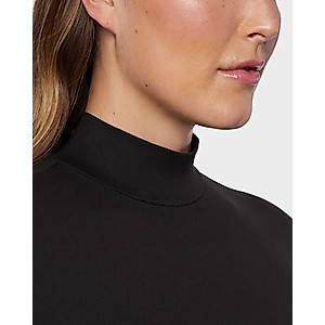 32 Degrees Women's Lightweight Baselayer Mock Top | Long Sleeve | Form Fitting | 4-Way Stretch | Thermal, Black, Large