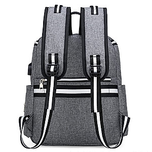 GUANGCAIJIA diaper bag waterproof backpack for cute baby boy girl with changing pad unisex stroller mommy hospital essentials (grey)