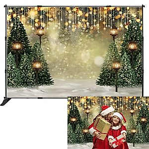 Yeele 15x10ft Merry Christmas Backdrops Glitter Xmas Pine Tree Photography Background Winter Wonderland Snow Night Vinyl Wallpaper Happy New Year Christmas Party Decorations Banner