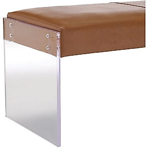 Tov Furniture Envy Leather/Acrylic Bench, Brown