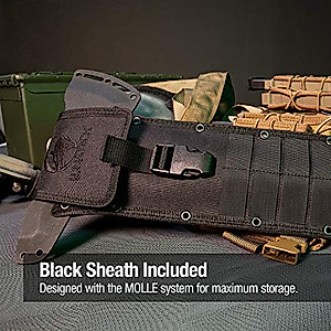 Luna Tech, LTK9501, Dave Young Combat Breaching Tool, 16.75in. Full Length Tang Tomahawk, TPR Handle, Includes Black Sheath with MOLLE System