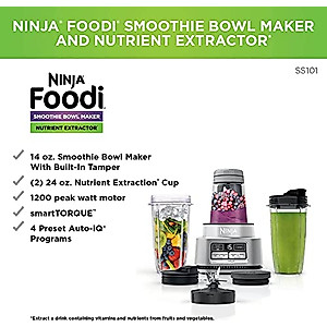 Ninja SS101 Foodi Shakes and Nutrient Extractor Machine* smartTORQUE 4 Preset Auto-iQ, One Base - Multifunction, RENEWED Silver