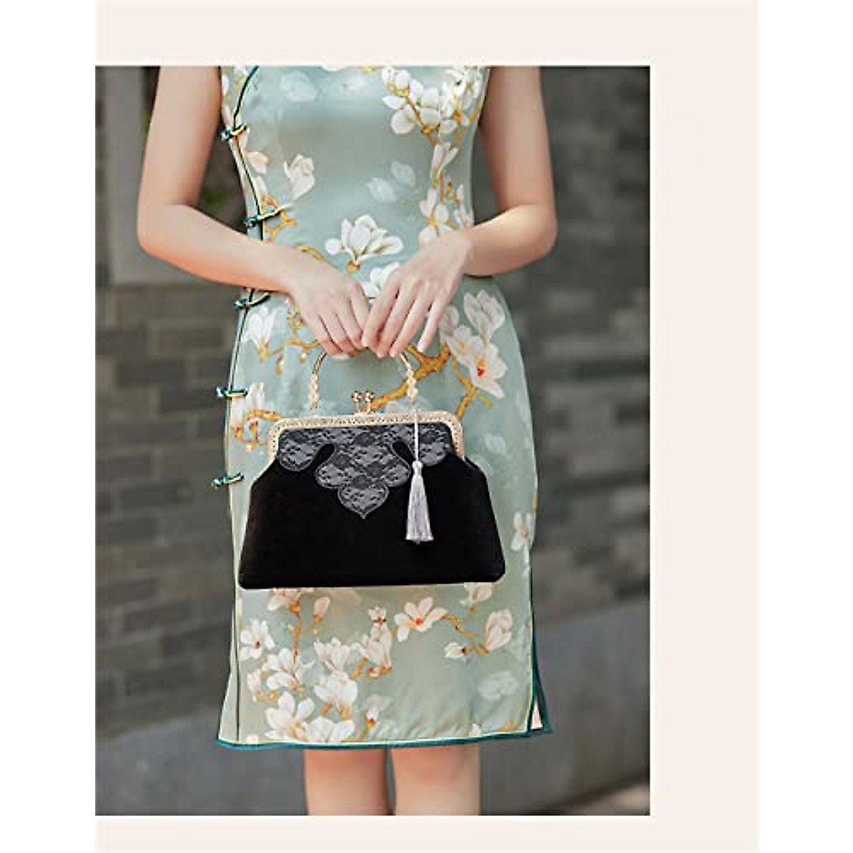 ZLXDP Women's Handbag Velvet Embroidery Handbag Women's Retro Side Sling Bag (Color : E, Size : 1)