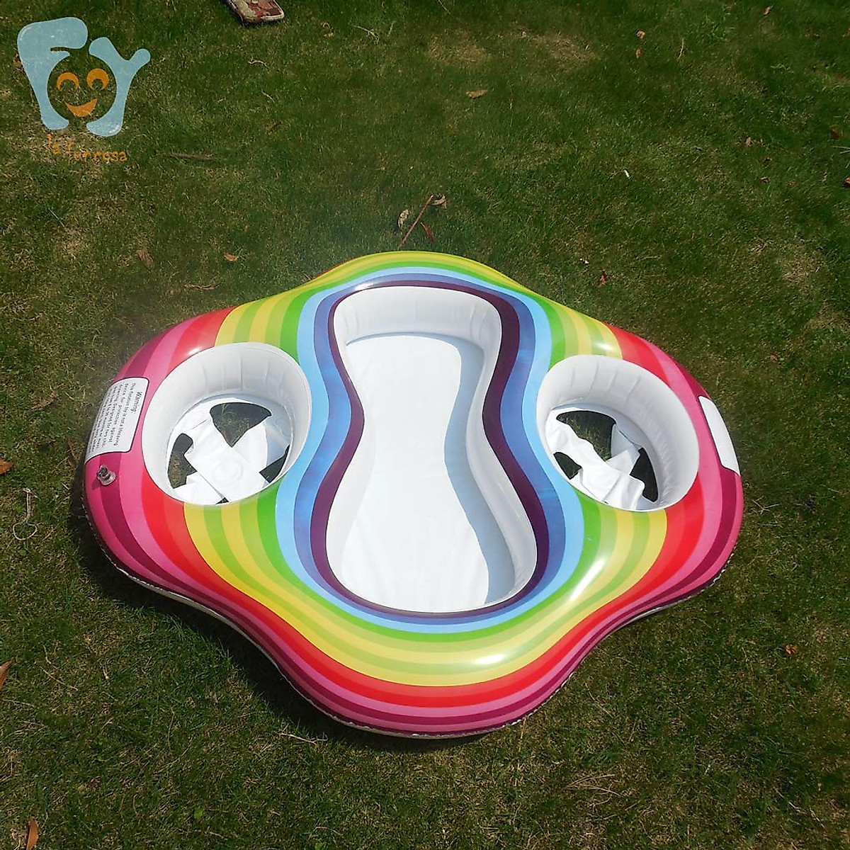 Inflatable Twin Baby Pool Float Infant Double Seat Floaty 2 Kids Swimming Rings