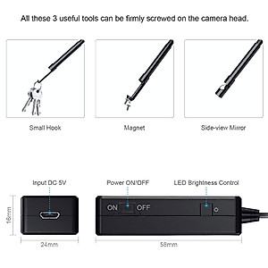 NIDAGE Wireless Endoscope for Automotive Inspection Semi-Rigid Flexible Waterproof 5.5MM WiFi Borescope Camera Compatible Android and iOS Smartphones, iPhone, iPad (4.92FT)