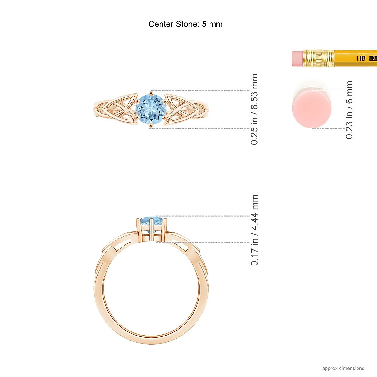 Angara Natural Aquamarine Solitaire Ring for Women in 14K Rose Gold Size-7.5 (Grade-AAA | Size-5mm) | March Birthstone Jewelry Gift for Women | Birthday | Wedding | Anniversary | Engagement
