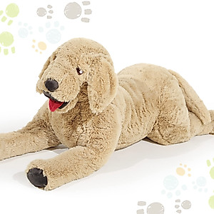 Geosar Giant Dog Stuffed Animals Fluffy Labrador Large Stuffed Dog Hugging Toy Big Cuddly Plush Body Pillow Gifts for Adult Kids, Pets Birthday Party Christmas New Year, Gold(100 cm/ 39.4 inch)