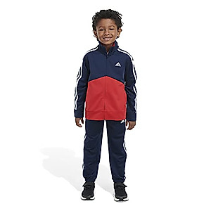 adidas Boys' 2-Piece Color Block Tricot Track Set, Collegiate Navy, 5
