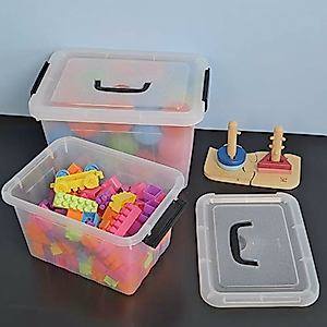 Obstnny 12 Quart&6 Quart Plastic Latching Box With Handles, Clear Storage Bins with Lid