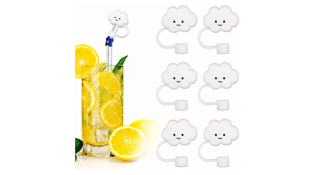 Cute Cloud Silicone Straw Covers - 6 Pack
