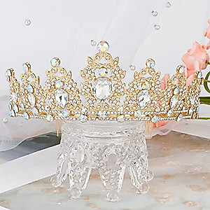 SuPoo Gold Birthday Tiara & Sash Set for Women & Girls - Rhinestone & Metal Crown with Comb & Satin Sash - Perfect for Birthdays, Weddings & More