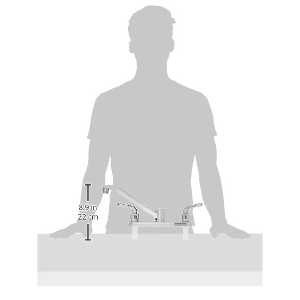 EZ-FLO Kitchen Faucet, Two-Handle Finish Non-Metallic, Washerless Deck Mount, Polished Chrome, EZ-10130