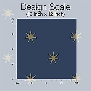 Erin & Ben Co. PSW1451RL Navy and Metallic Gold Star Splendor Premium Peel and Stick Wallpaper Blue