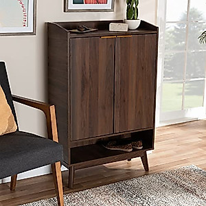 Baxton Studio Lena Shoe Storage Cabinet, Walnut (157-9536-Hit)