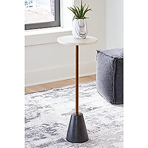 Signature Design by Ashley Caramont 27"H Marble Accent Table, Black & White