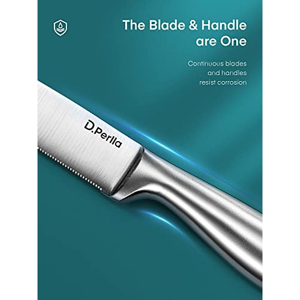 D.Perlla Steak Knives, Micro Serrated Steak Knife Set of 8, High Carbon Stainless Steel Steak Knives Set, Elegant Sharp Kitchen Steak Knife Set, Silver