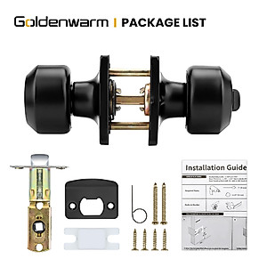 goldenwarm Black Door Knobs, Matte Black Privacy Door Knob Interior, Square Interior DoorKnobs for Bedroom, Bathroom, (6 Pack)