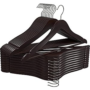 Utopia Home Premium Wooden Hangers - 360-Degree Rotatable Hook - Durable & Slim - Shoulder Grooves - Non-Slip Lightweight Hangers for Coats, Suits, Pant and Jackets (Pack of 20, Brown)