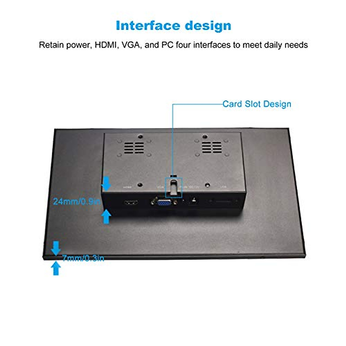 12.3 inch Portable Monitor, 16:9 Computer Display 2160x1440 Full HD IPS Screen, HDMI/VGA Gaming Monitor for Computers, Microscopes, DVDs, Camcorders(2K)