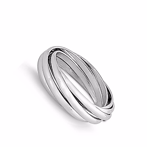 Wide Interlocking Rolling Knot 925 Ring Sterling Silver Wedding Band Size 7