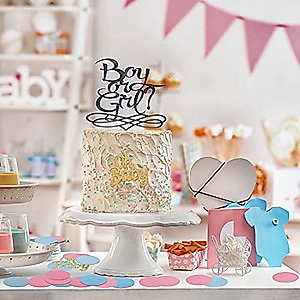 440 Pcs Glitter Gender Reveal Paper Confetti Round Paper Confetti Pink Blue Table Confetti Gold Letter Confetti Double Side Print Party Confetti for Baby Shower Gender Reveal Party (Classic Style)