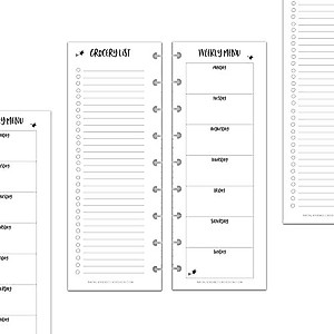 BetterNote Skinny Menu Grocery List Refill for Disc Notebooks, fits the Happy Planner, Levenger Circa, TUL, Staples Arc, InkWell Press, Whimsy (11-Disc, 8.5"x11")