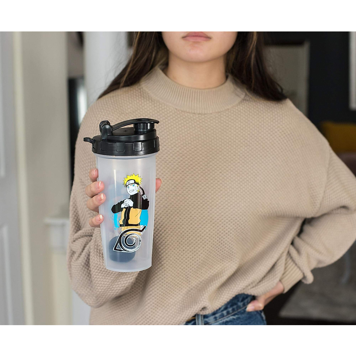 JUST FUNKY Naruto Shippuden Plastic Shaker Bottle | Holds 20 Ounces