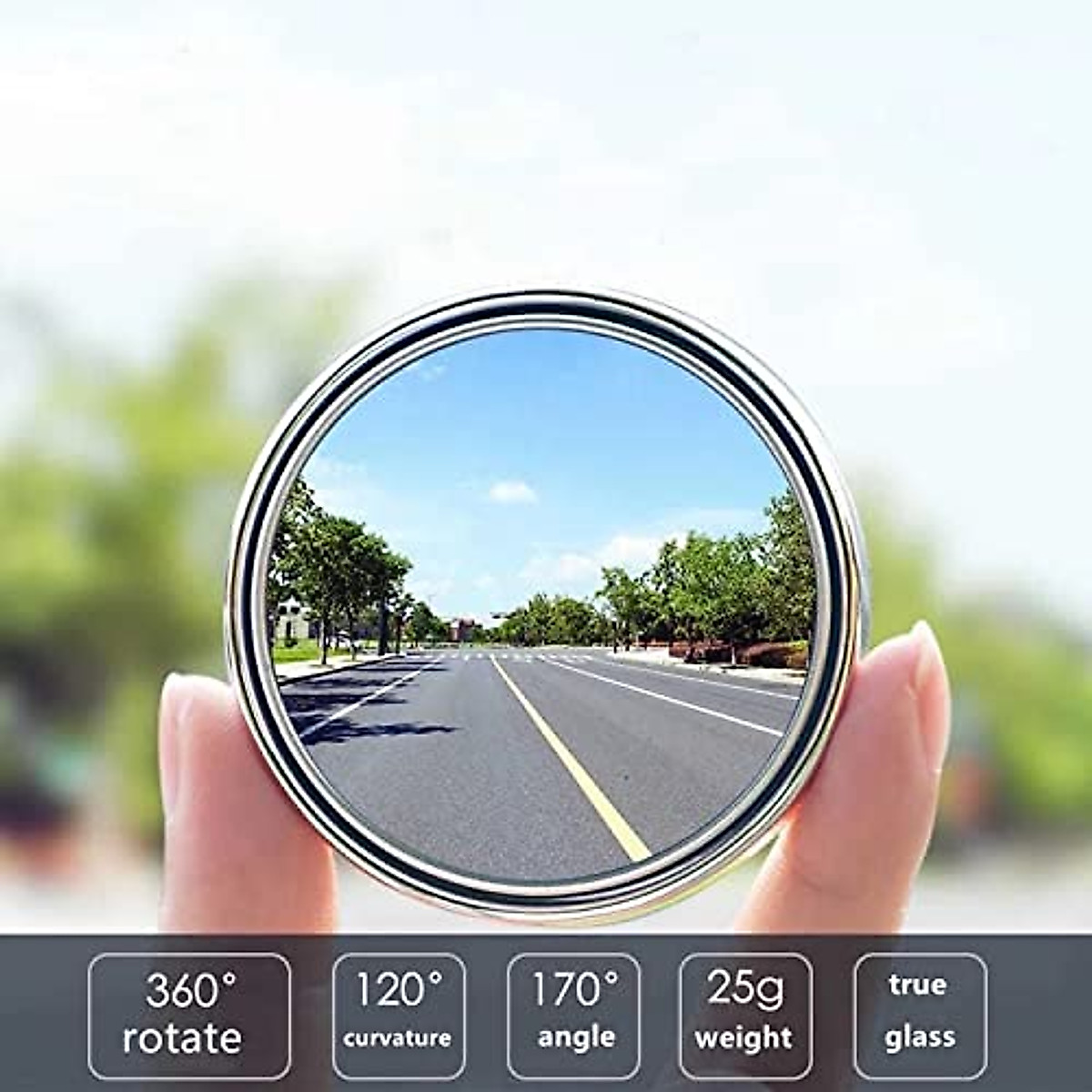 Blind Spot Mirrors for Car 2Inch Round HD Rear View Convex Mirrors 360°Rotatable HD Glass Mirrors Convex Wide Angle Blind Spot Mirrors for Trucks, Car, Van, SUV (Sliver-4pcs)