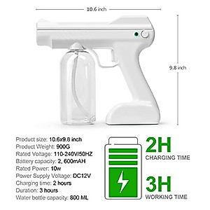 coamanug Steam Gun Nano Atomizer Cordless Rechargeable Electric Sprayer Portable Fogger Machine 800ML Handheld Wireless Sprayer for Home School Office Garden