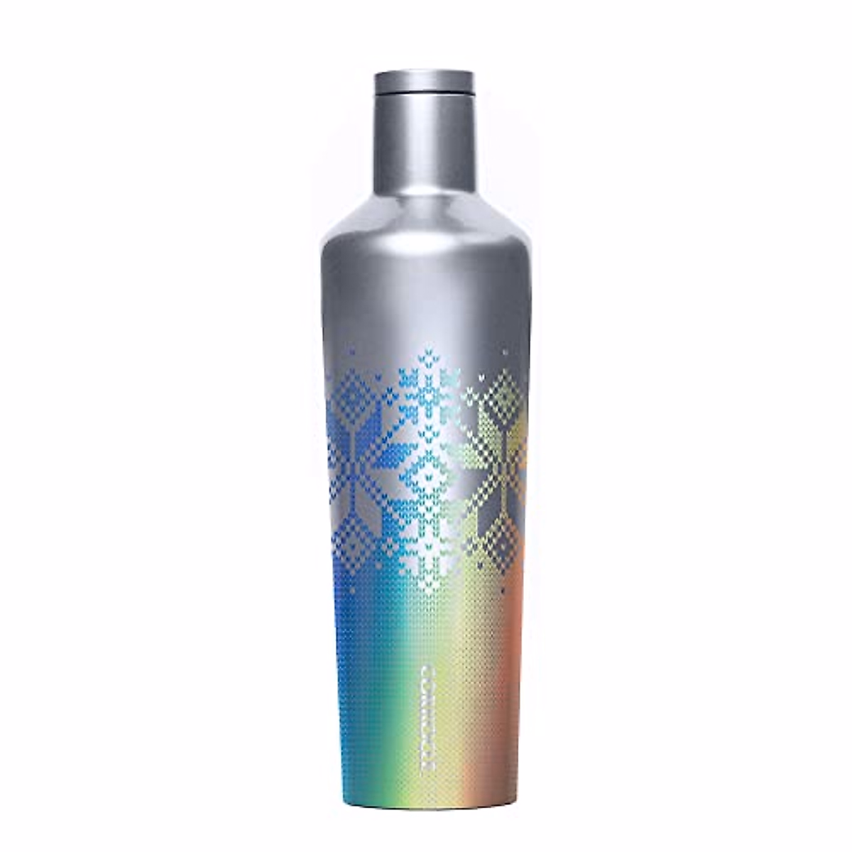 Corkcicle Canteen 25 oz Triple Insulated Stainless Steel Drink Bottle with Screw On Cap for Hot and Cold Beverages, Fairisle Prismatic