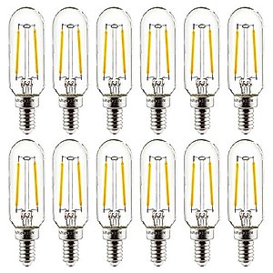 Sunlite LED Filament T8 Tubular Light Bulb, 2 Watts (25W Equivalent), Candelabra E12 Base, Dimmable, 85 mm, UL Listed, 130 Lumens, 2700K Soft White, 12 Count