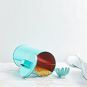 Cookie Tins with Lids Empty AirTight Seal Metal Canister Treat Container Home Baked Goods Tall Round Shape Snack Holder Kitchen Counter Pantry Organization Storage 60 oz Brown Sugar Keeper Turquoise