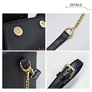Fashion Crossbody Shoulder Bag, i5 Chinese Takeout Box Purse with Comfortable Chain Strap (black-red)