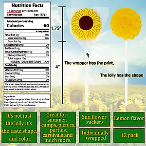Sunflower Lollipops Suckers, Summer Birthday Party Candy Favors, Yellow Floral Decoration Lollipop, Set of 12 Individually Wrapped